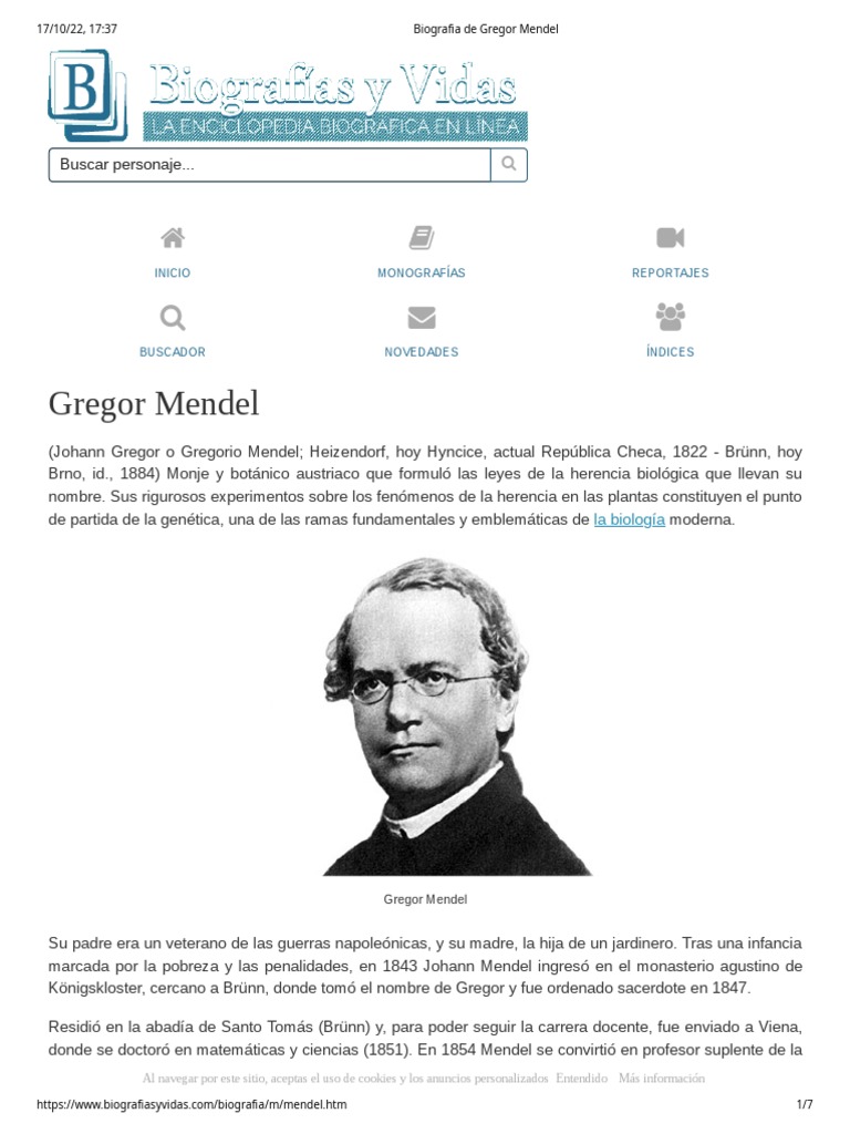 Biografia de Gregor Mendel | PDF | Dominancia (Genética) | Alelo