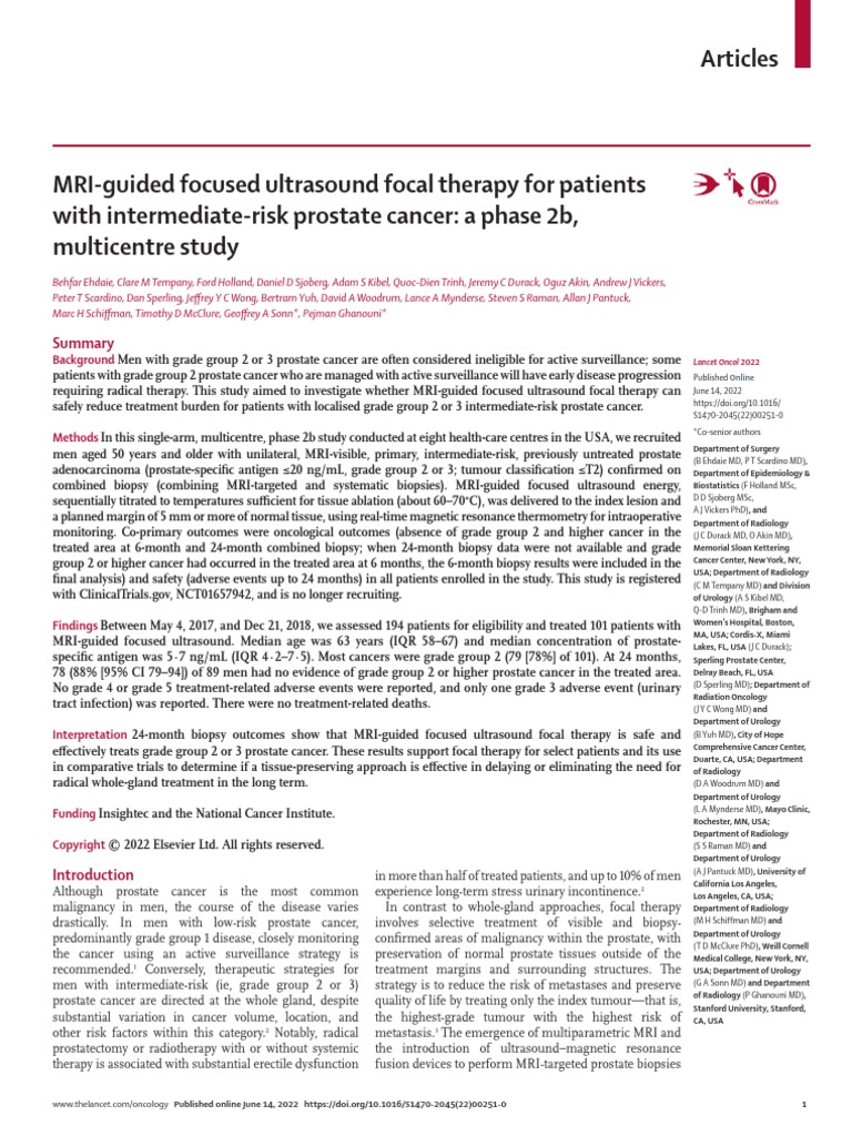 High Intensitnd Hifu Can Control Prostate Cancer Fewer Side Effects ...