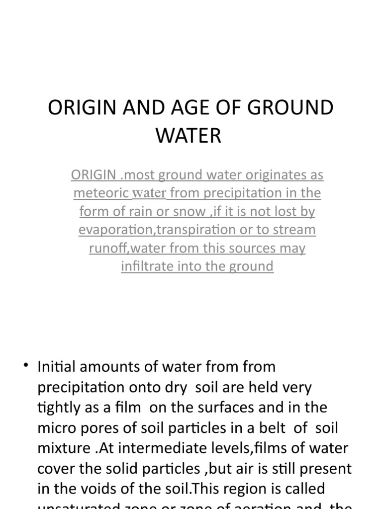 Origin and Age of Ground Water | PDF | Groundwater | Porosity