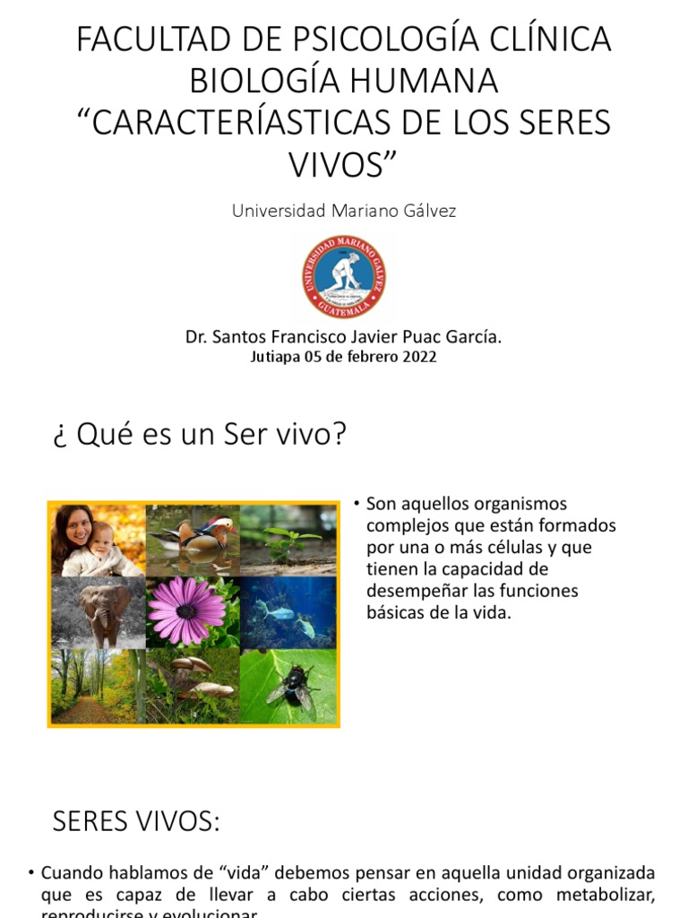Biologia Humana - DR Santos Puac - Clase 1.1 Caracteristicas Generales de Los Seres Vivos | PDF ...