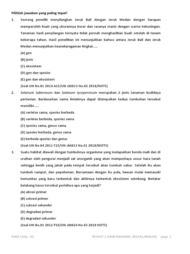 Soal Tryout | PDF