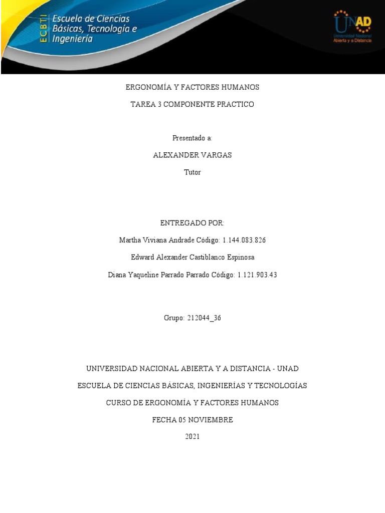 Ergonomía Y Factores Humanos Tarea 3 Componente Practico 5421327 Pdf