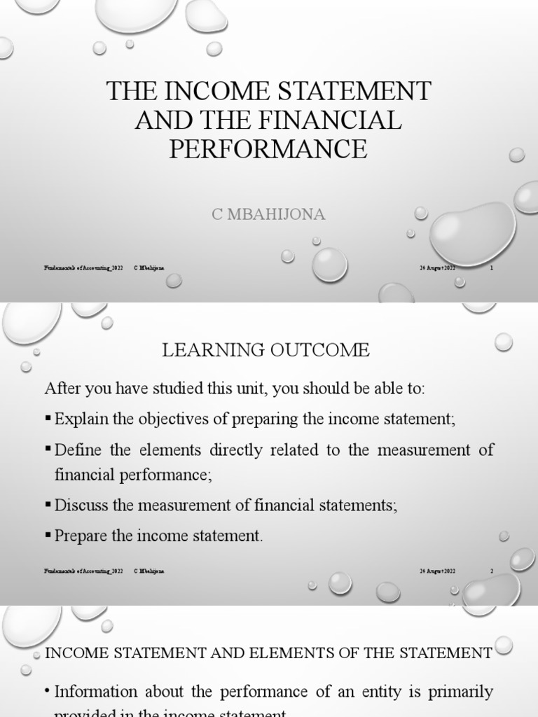 Income Statement and Financial Performance | PDF | Income | Equity ...