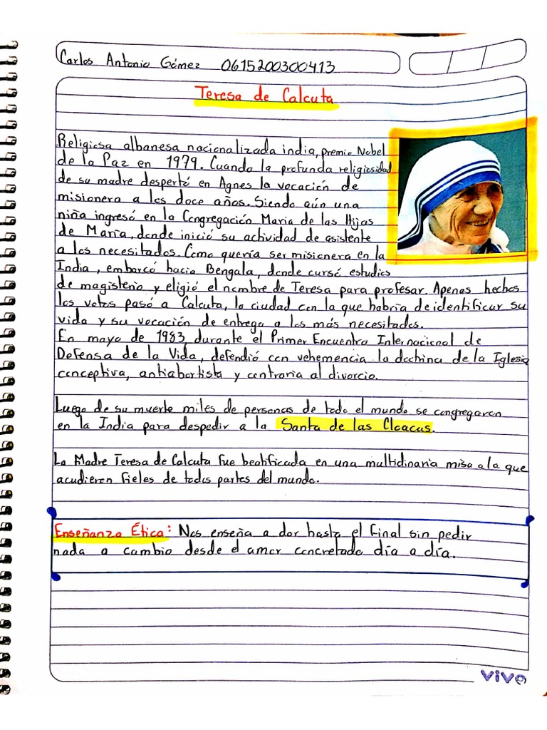 Biografía Madre Teresa de Calcuta | PDF
