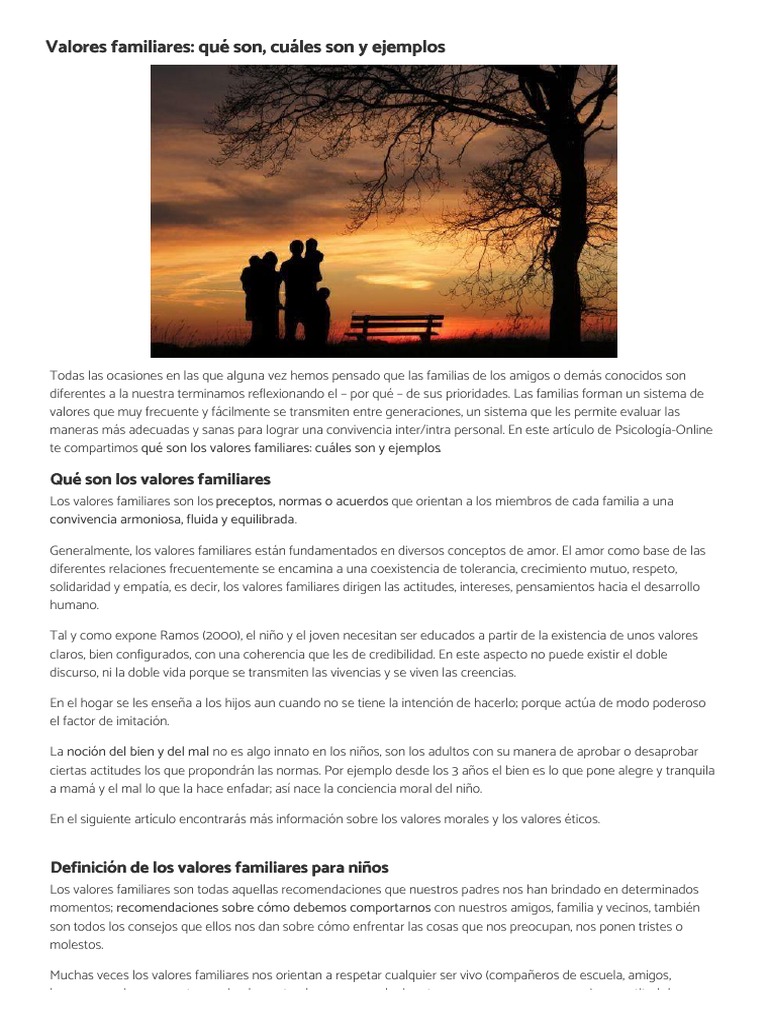 Valores Familiares - Qué Son, Cuáles Son y Ejemplos | PDF | Aprendizaje | Empatía
