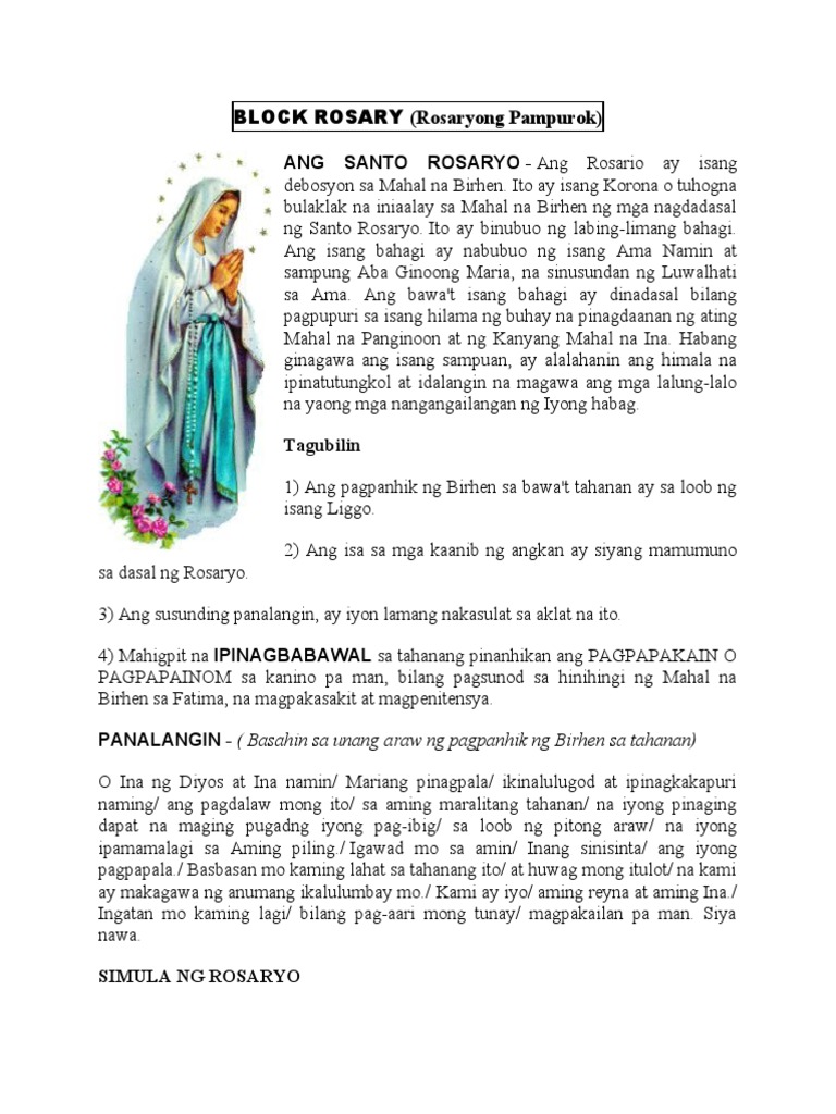 BLOCK ROSARY Rosaryong Pampurok | PDF