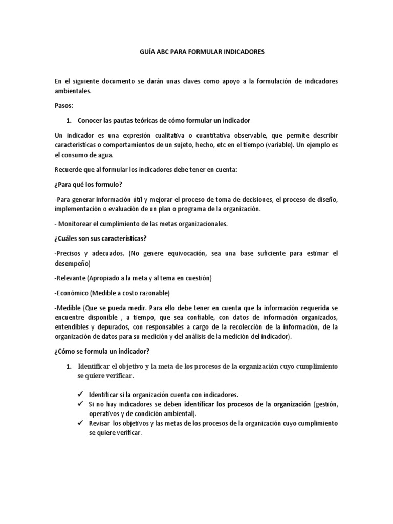 Guía ABC para Formular Indicadores | PDF | Huella de carbono | Agua