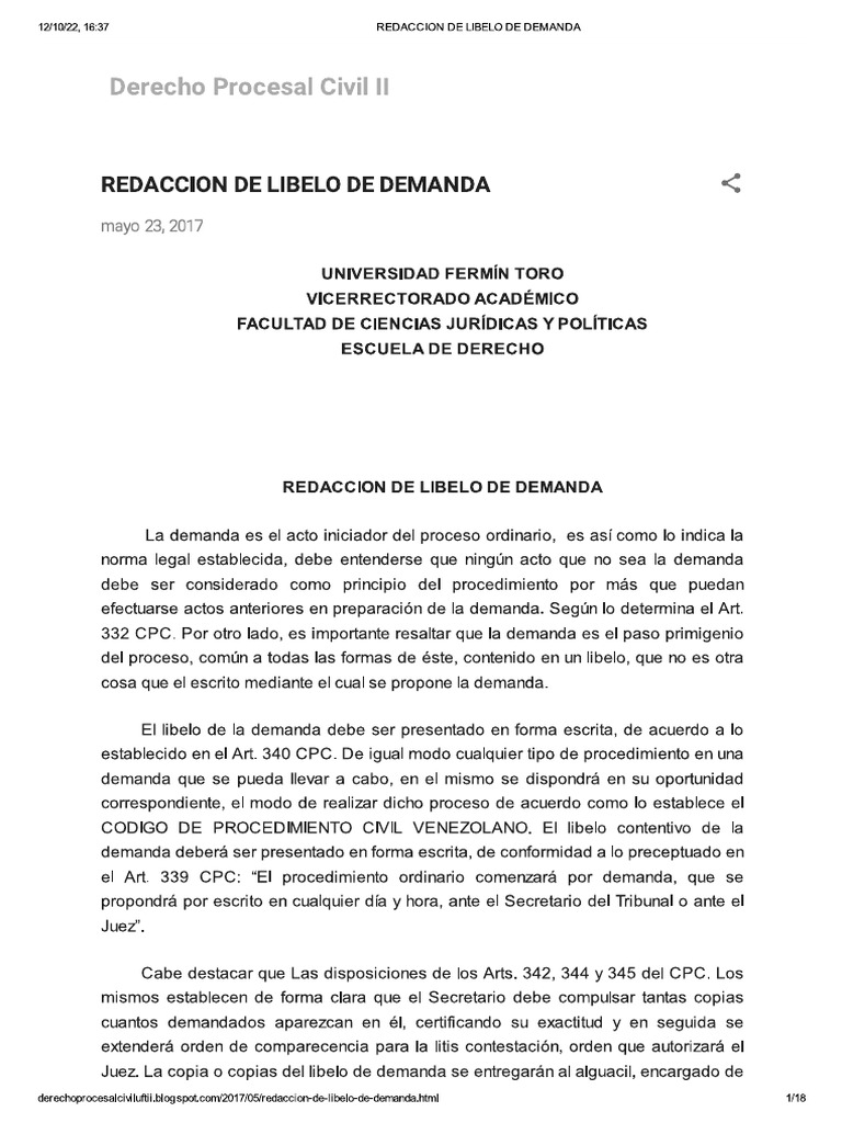 Redaccion de La Libelo de Demanda | PDF