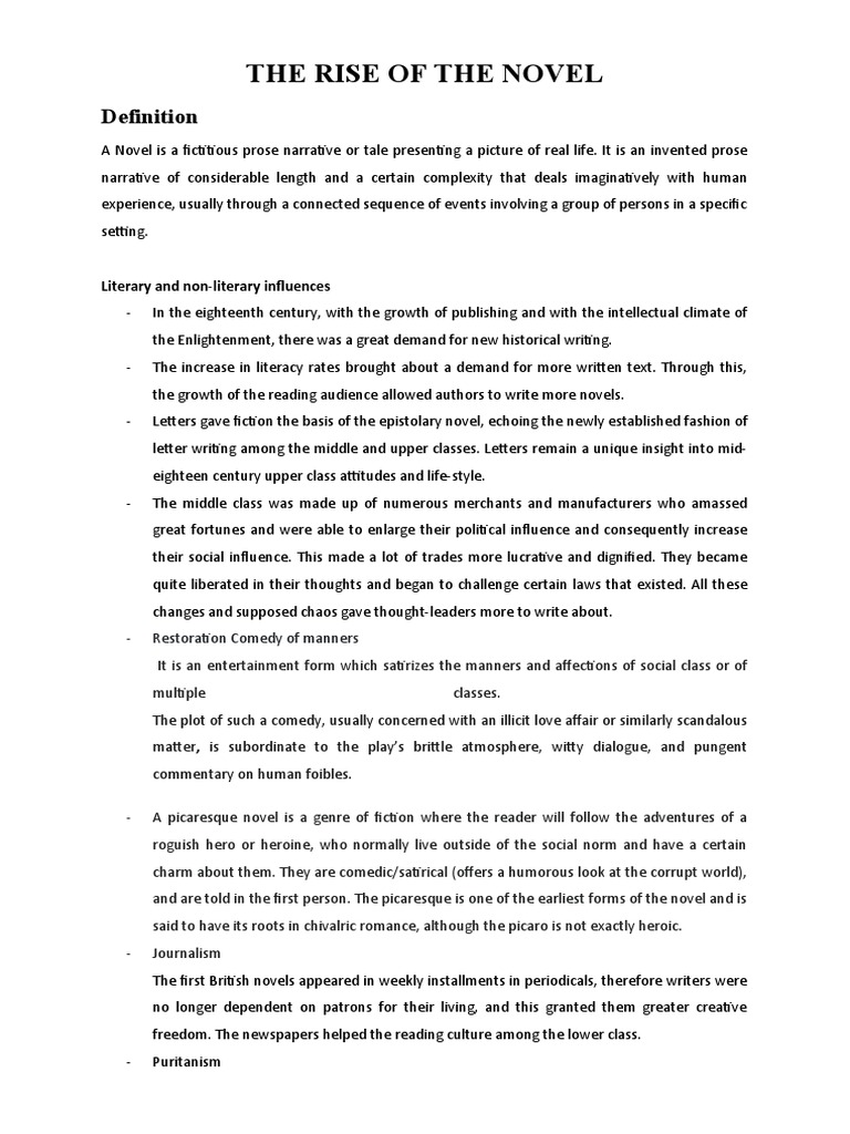 The Rise of The Novel | PDF | Novels