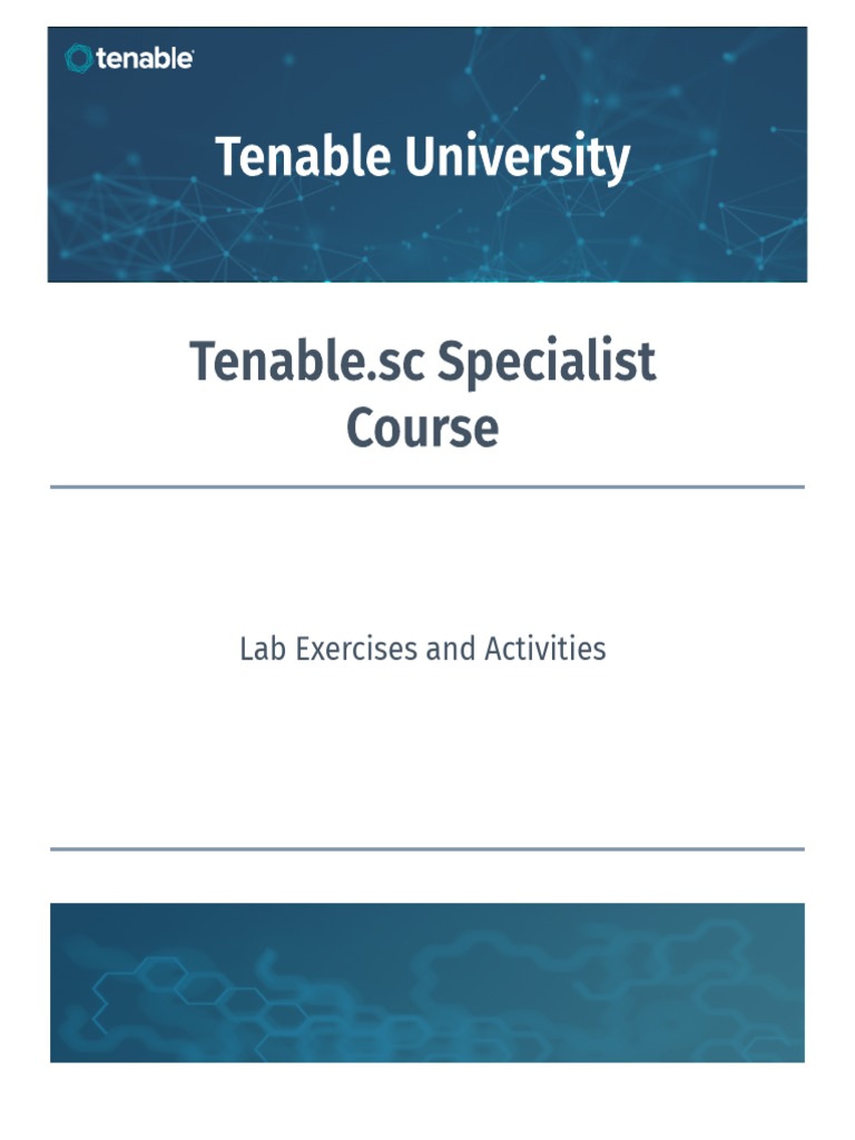 LAB HANDOUT - Tenable - SC Specialist Course | PDF | Malware | Security