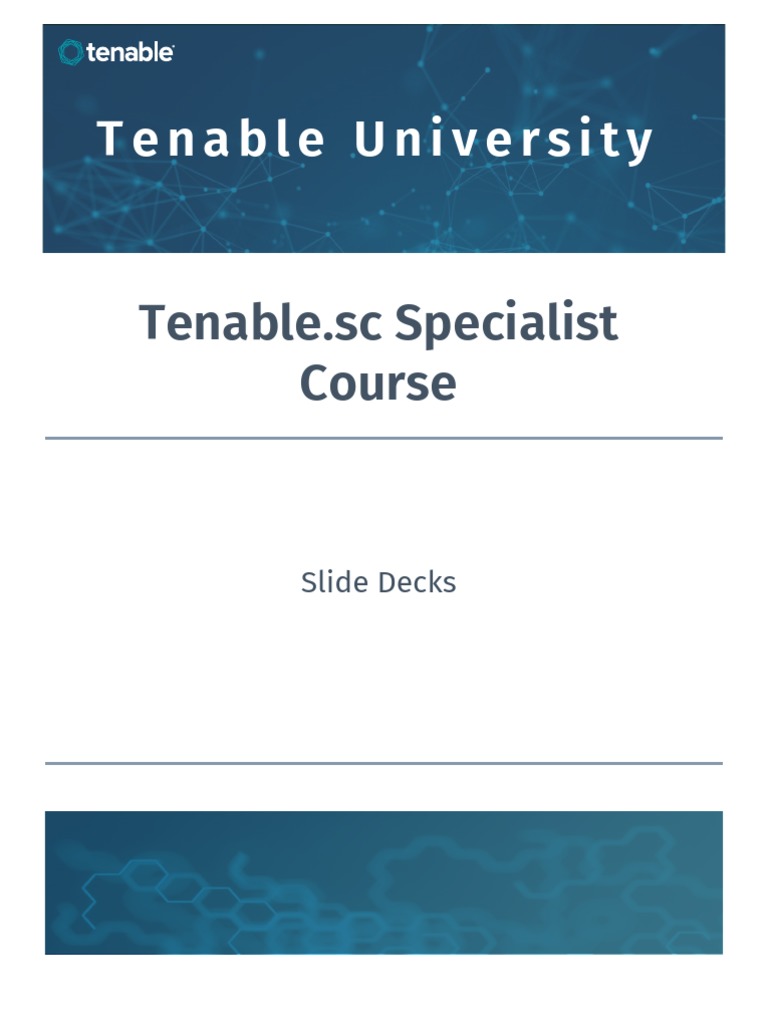 SLIDE HANDOUT - Tenable - SC Specialist Course | PDF | Microsoft ...
