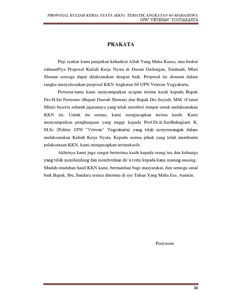 Contoh Proposal KKN UPN Yogyakarta | PDF