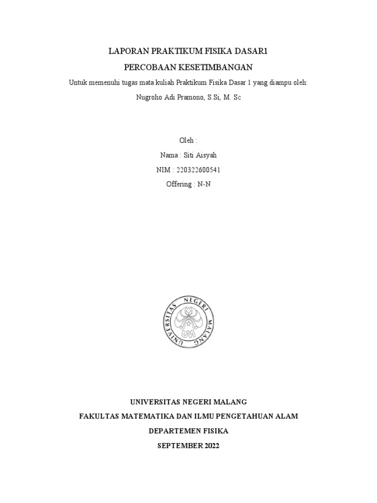 Laporan Praktikum Kesetimbangan | PDF