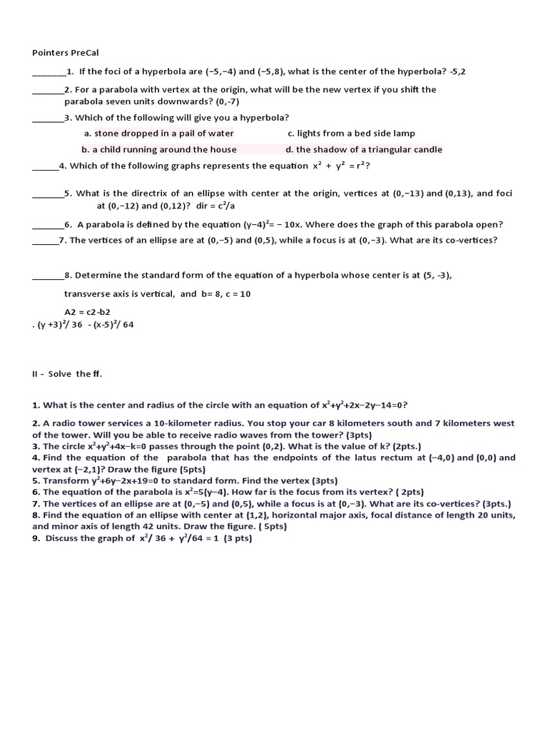 Pre Calculus Reviewer | PDF | Teaching Methods & Materials | Science ...