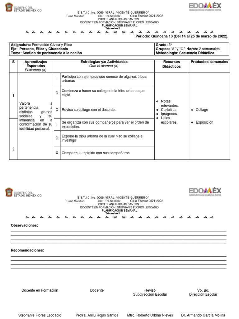 Q13 Planeacion 3AYC FCYE | PDF | Enseñando | Cognición