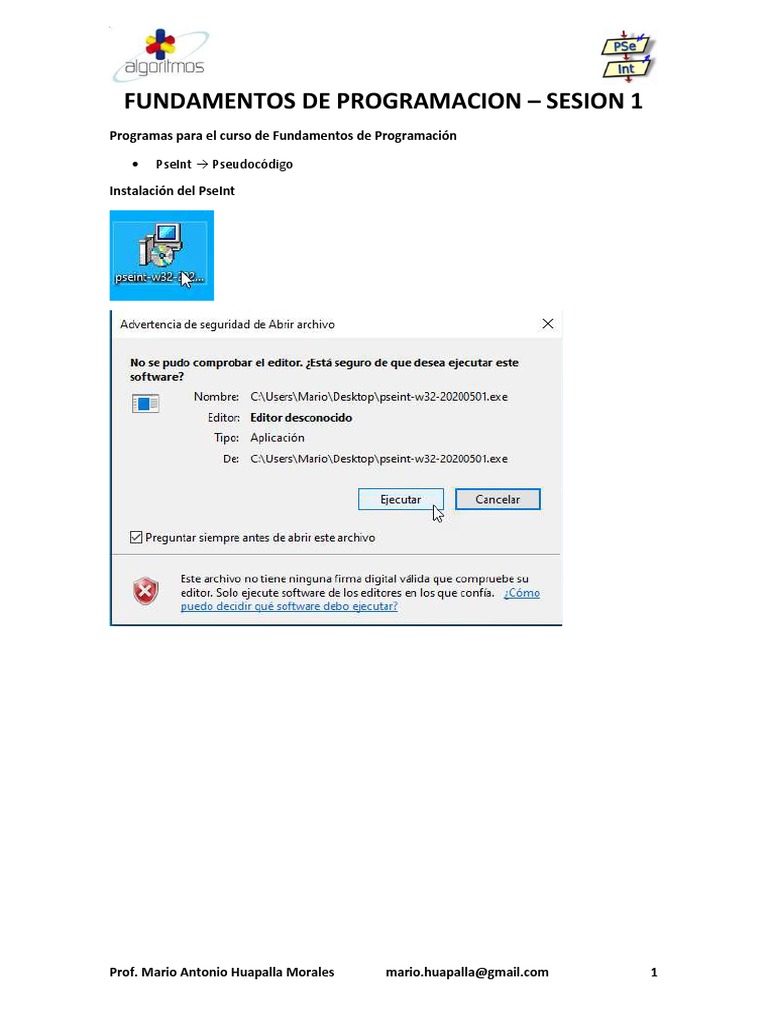 Fundamentos de Programacion - Sesion 1 | PDF