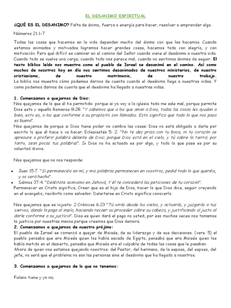 El Desanimo Espiritual | PDF | Creencia religiosa y doctrina | Contenido bíblico