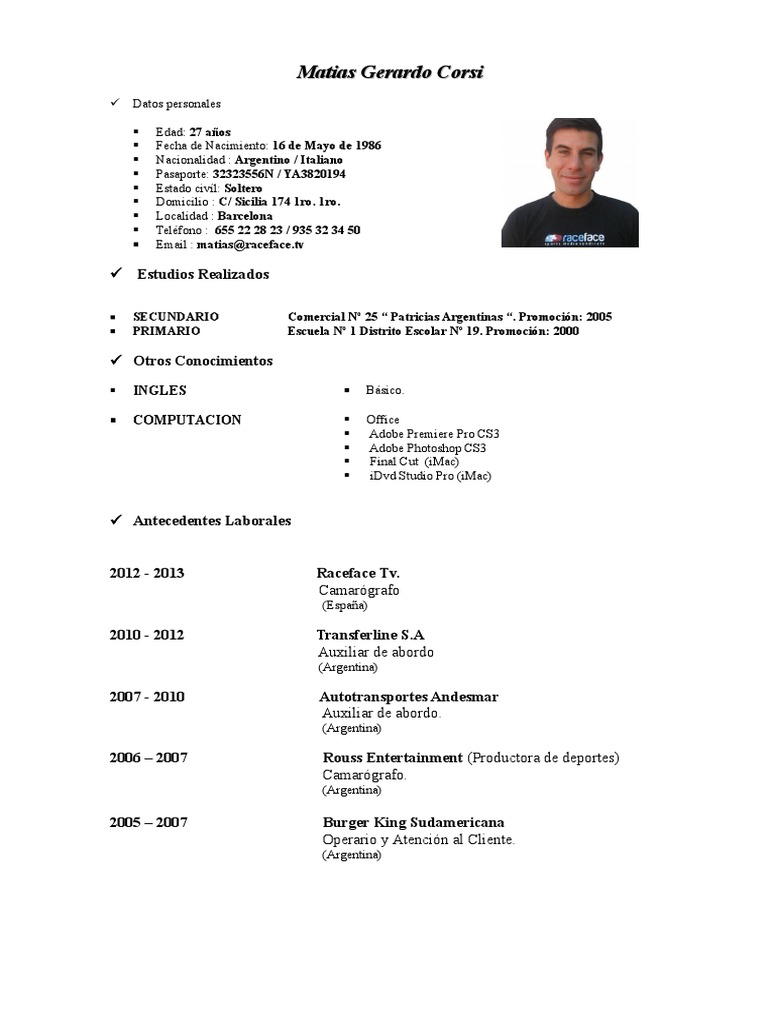CV. Matias Corsi | PDF