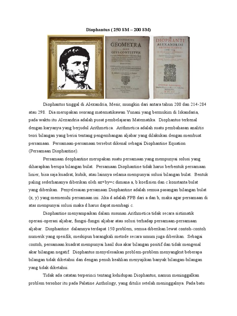 Tokoh Matematika - Diophantus - Dmitri Mendeleev | PDF