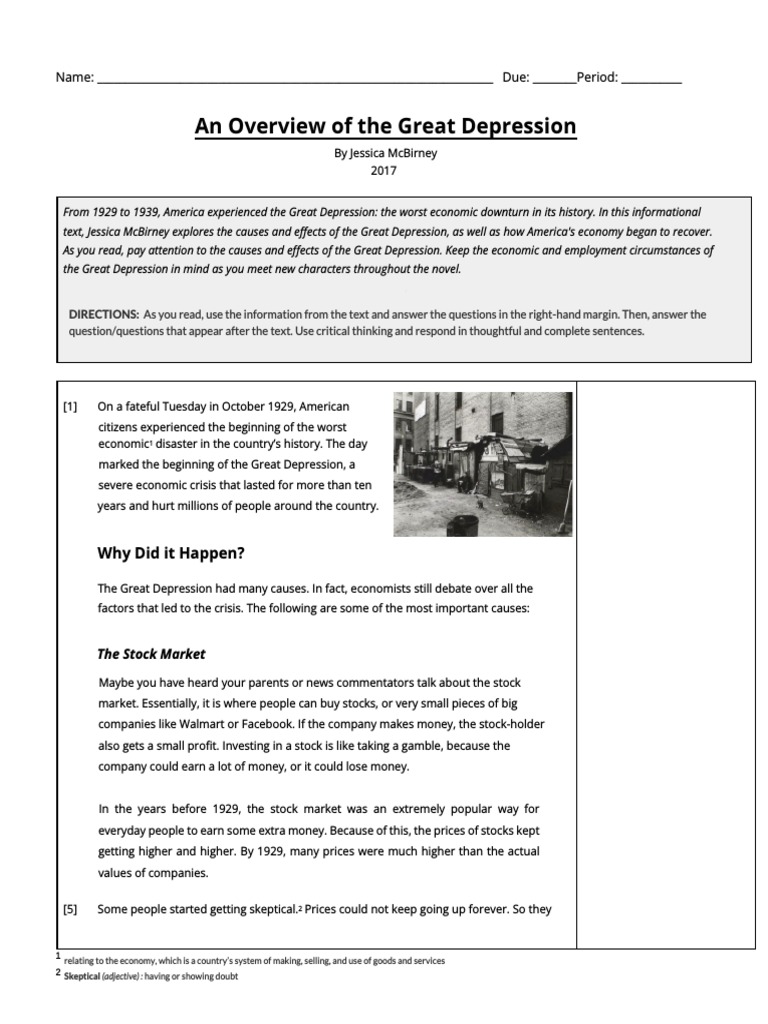 An Overview of The Great Depression | PDF | Great Depression | New Deal