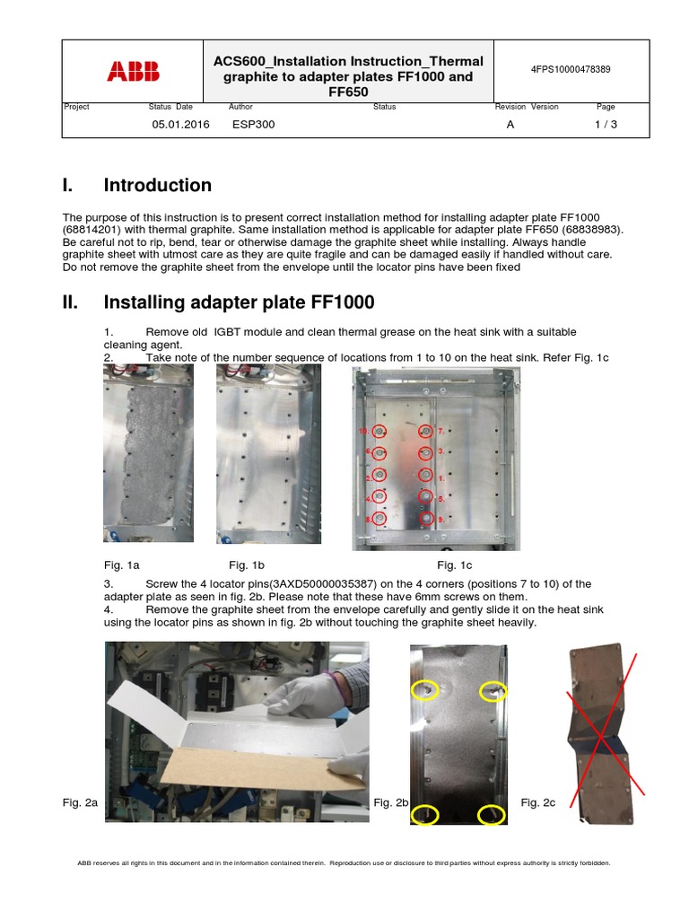 ACS600 - Installation Instruction - Thermal Graphite To Adapter Plates ...