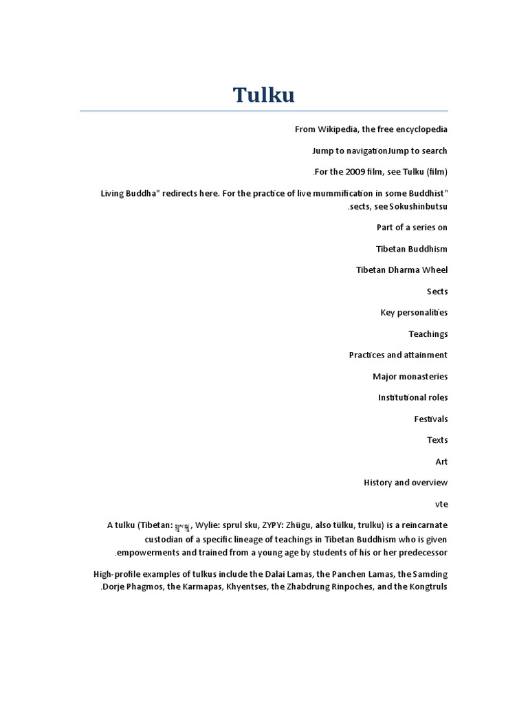 Tulku | PDF | Indo Tibetan Buddhism | Indian Religions