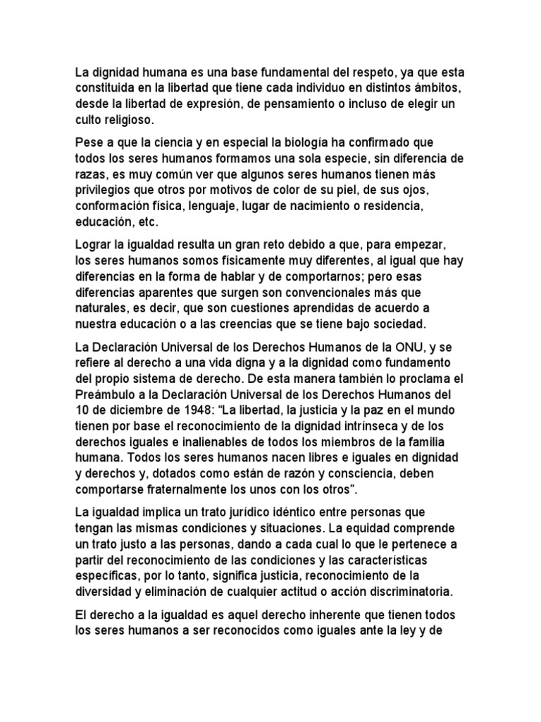 Igualdad Respeto | PDF | Derechos humanos | Discriminación