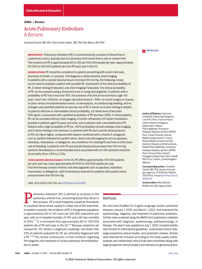 TEP Jama 2022 | PDF | Thrombosis | Blood