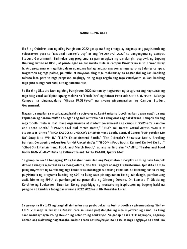 Naratibong Ulat | PDF