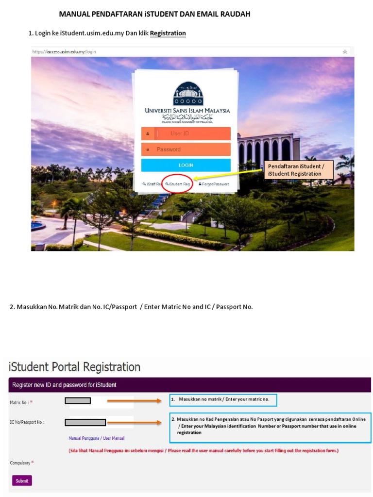 Manual Pendaftaran Istudent Dan Raudah | PDF