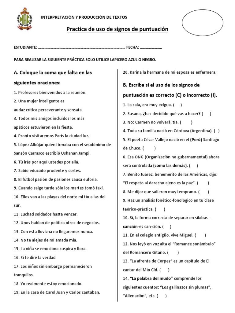 Ejercicios Prácticos de Puntuación | PDF