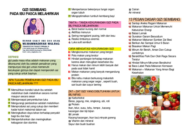 Leaflet Gizi Seimbang Pada Ibu Paska Melahirkan | PDF