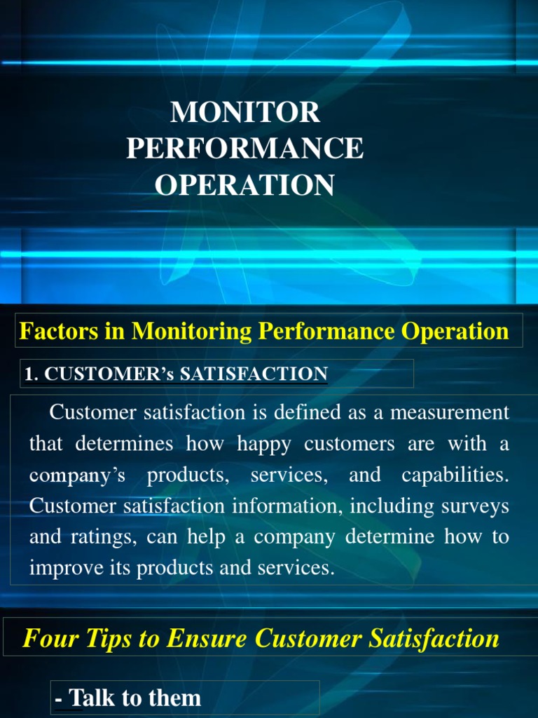 Monitor Performance Operation | PDF | Customer | Customer Satisfaction