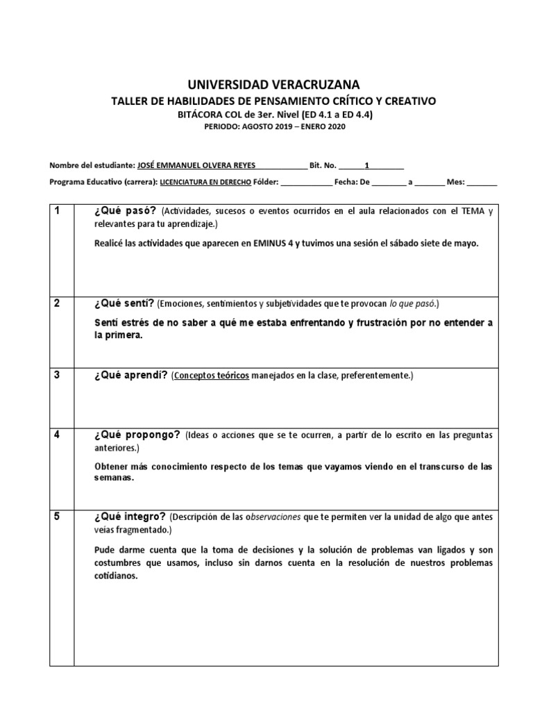 Act03 Emmanuel Olvera Reyes | PDF | Experiencia | Pensamiento