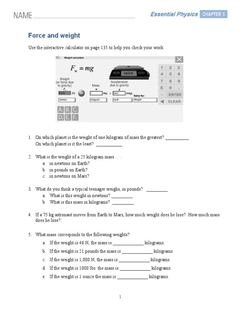 Force and Weight Assignment | PDF