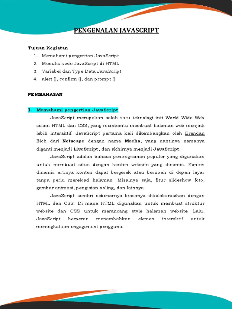Pengenalan Dasar JavaScript untuk Pemula | PDF | Bisnis