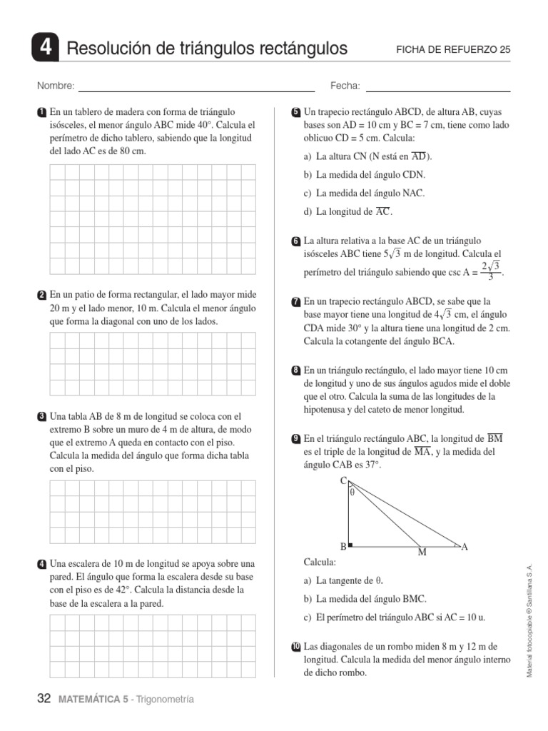 Ficha 5to Matematica | PDF | Triángulo | Trigonometría