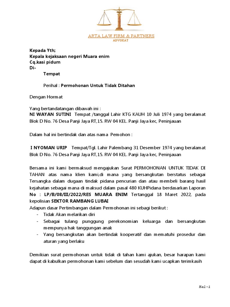 Penangguhan Penahanan | PDF