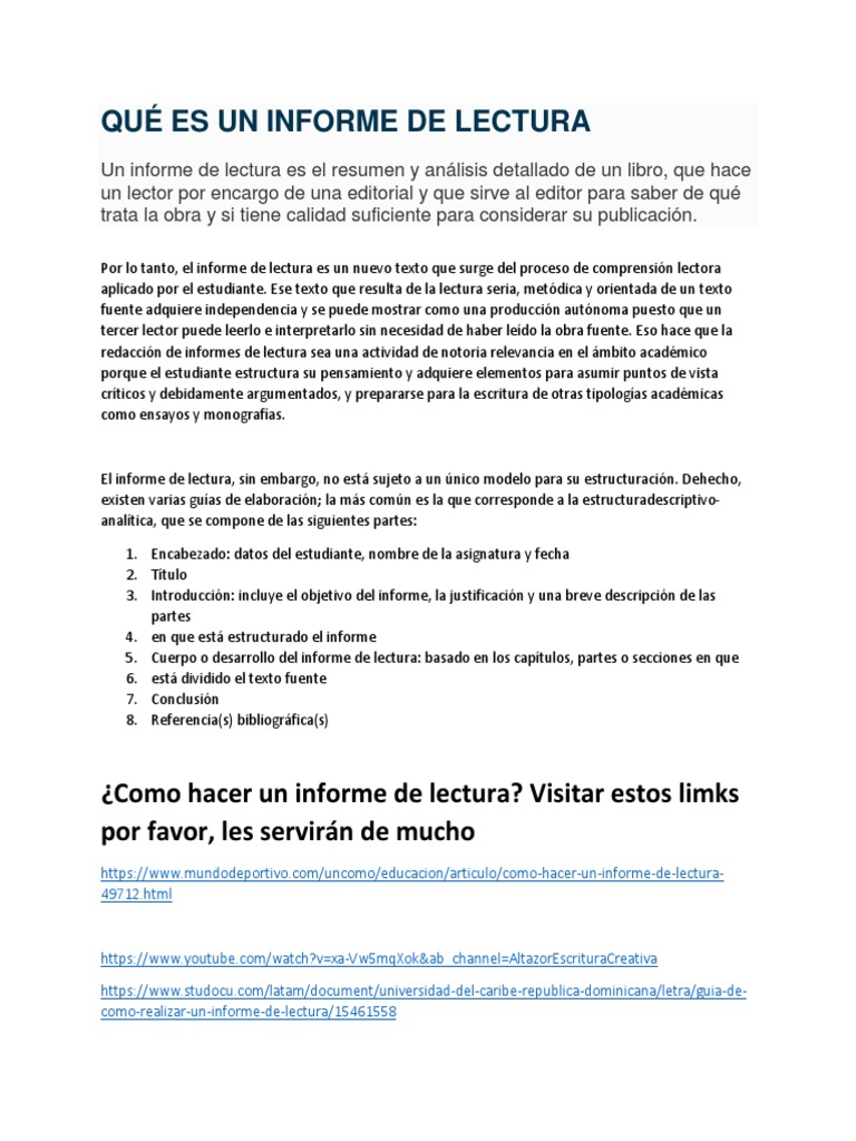 Informe De Lectura Pdf 8364