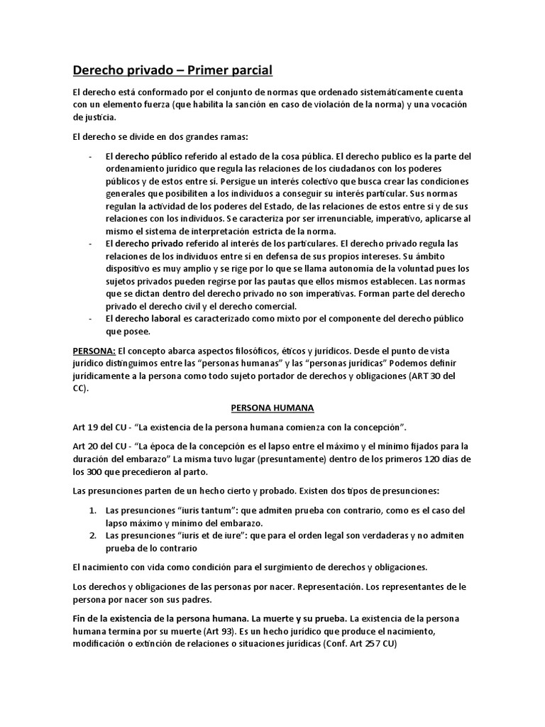 Derecho Privado - 1er Parcial | PDF | Intención (Derecho Penal) | Bienes (Ley)