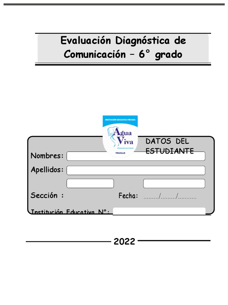 Evaluacion Diagnostica - Comunicacion - 6to Primaria | PDF | Libros