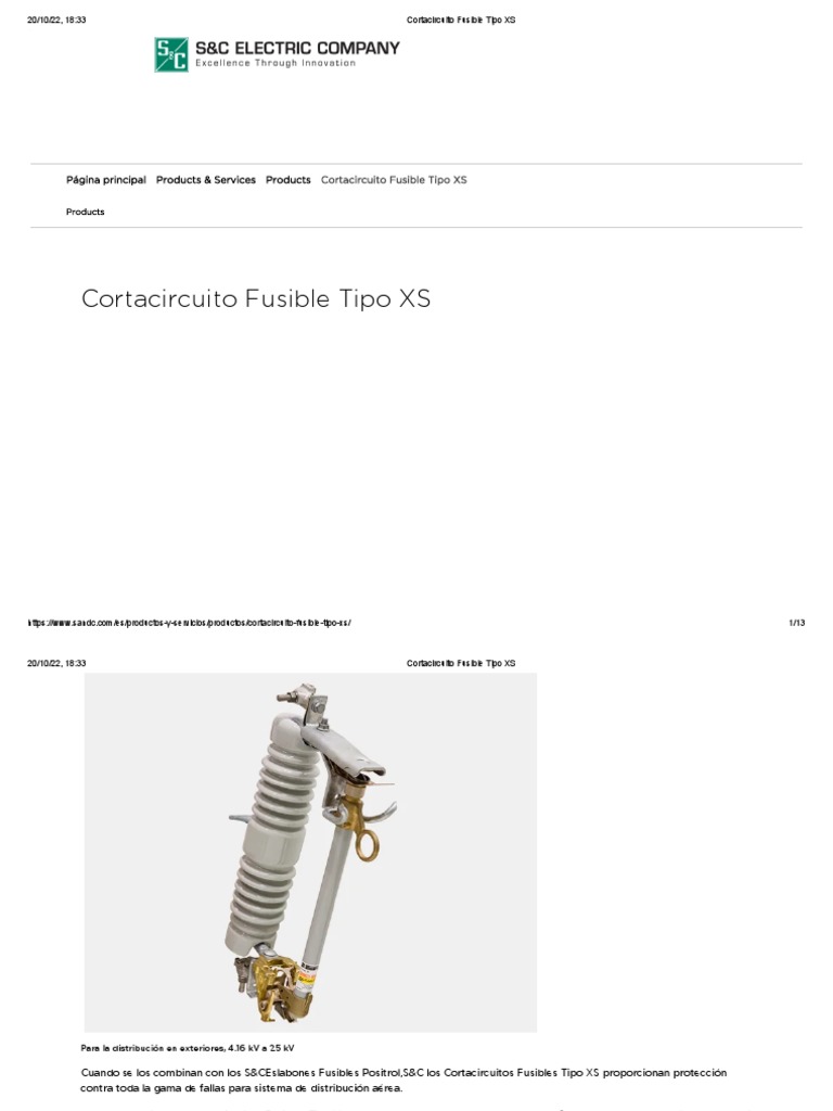 Cortacircuito Fusible Tipo XS | PDF | Fusible (Eléctrico) | Transformador