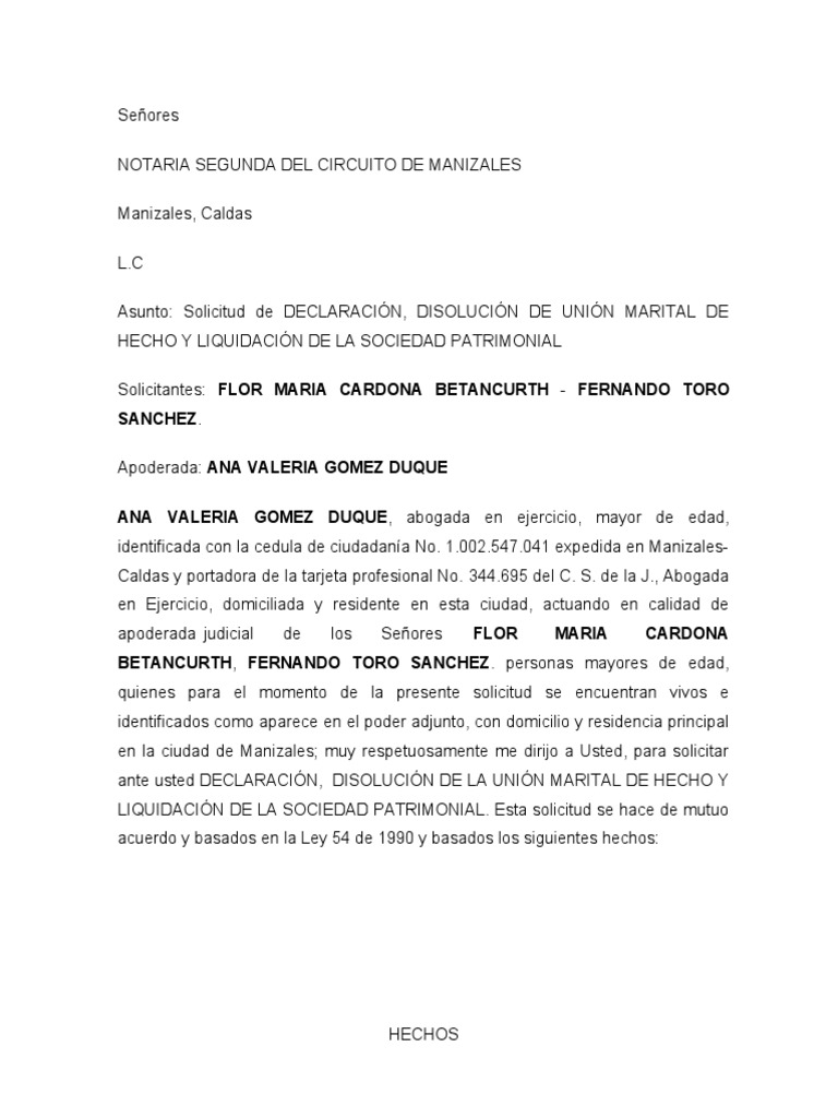 Modelo Union Marital de Hecho | PDF | Justicia | Crimen y violencia