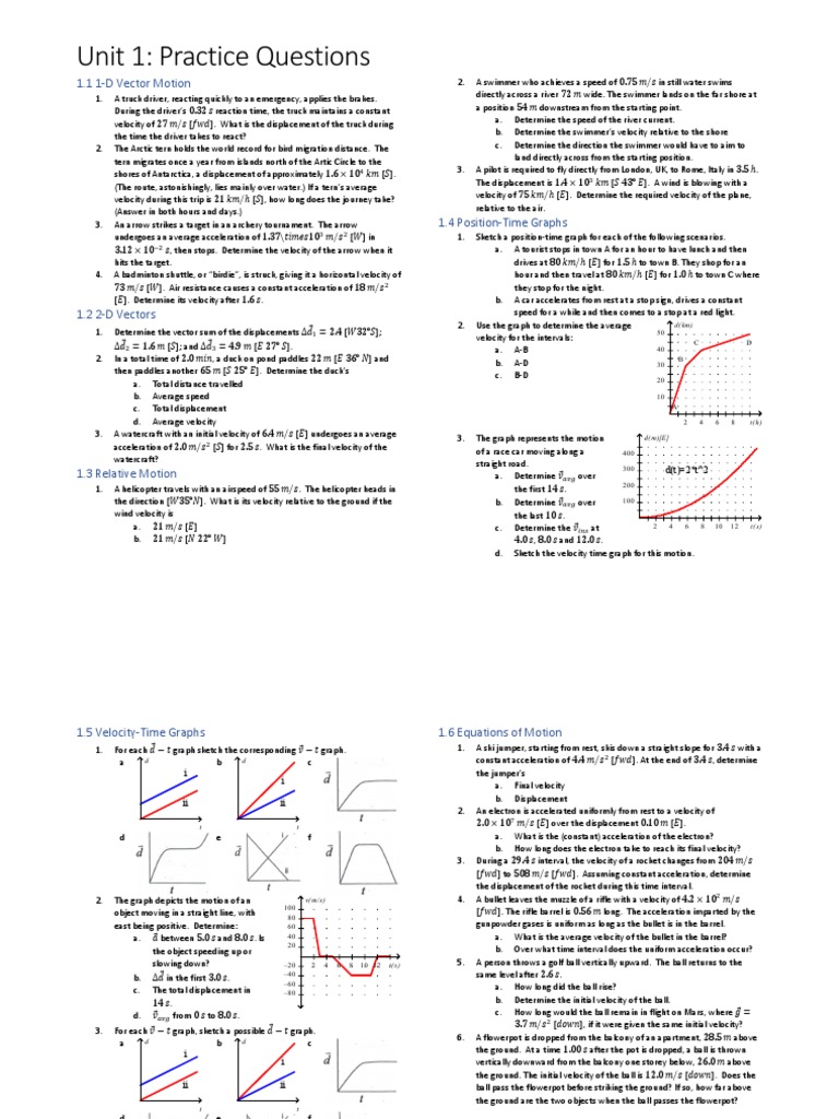 HW01 Kinematics | PDF | Velocity | Projectiles