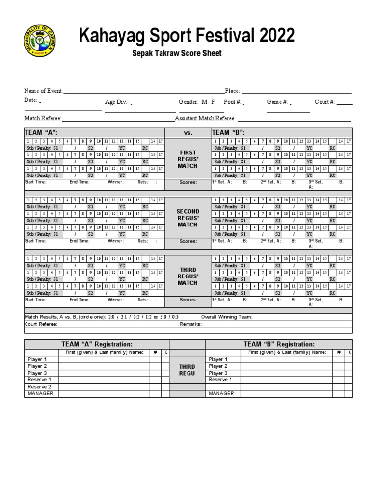 ScoreSheet Team 2012 | PDF | Southeast Asia | Games Of Physical Skill