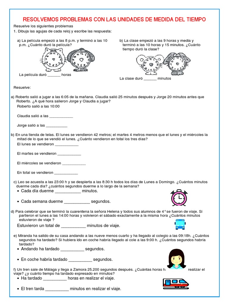 Ficha de Matemáticas 23-09 Resolvemos Problemas Con Las Unidades de ...