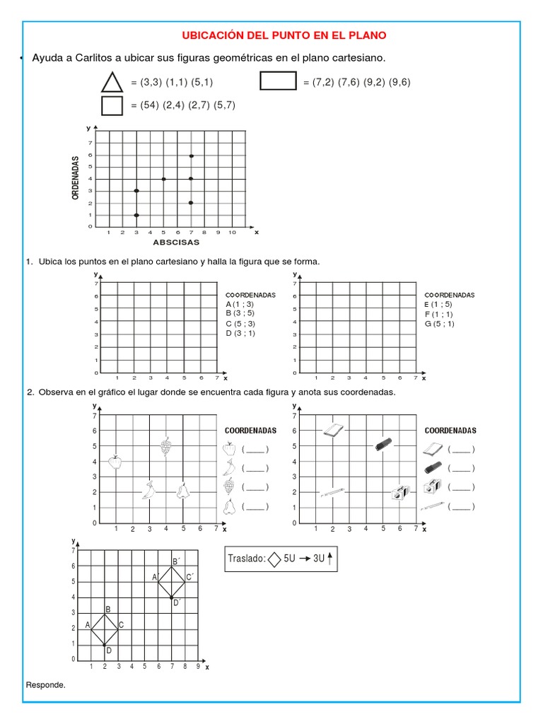 Ficha de Matemática 16-09 Ubicación Del Punto en El Plano | PDF ...