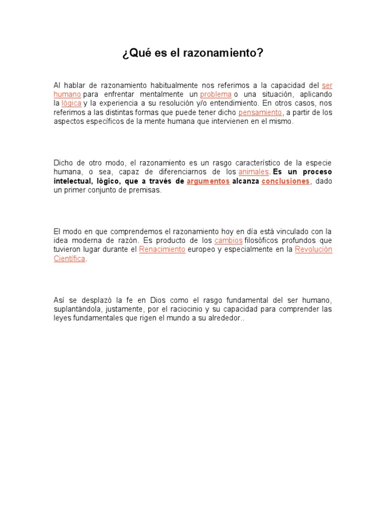 Qué Es El Razonamiento | PDF | Razón | Pensamiento