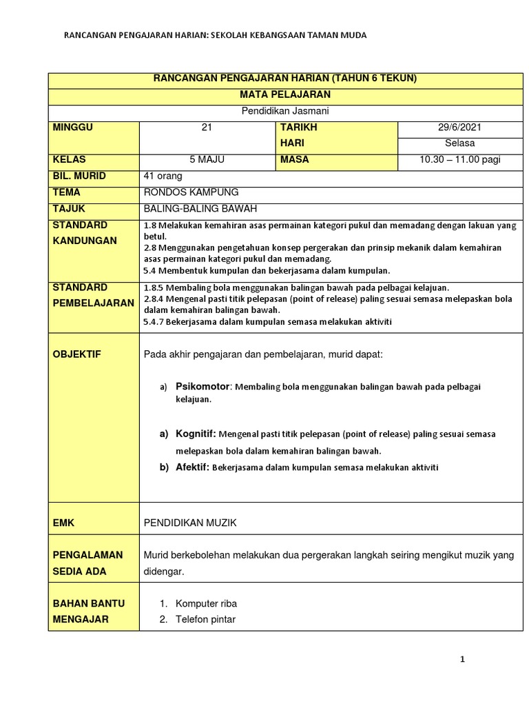 RPH PJ Minggu 21 5M | PDF