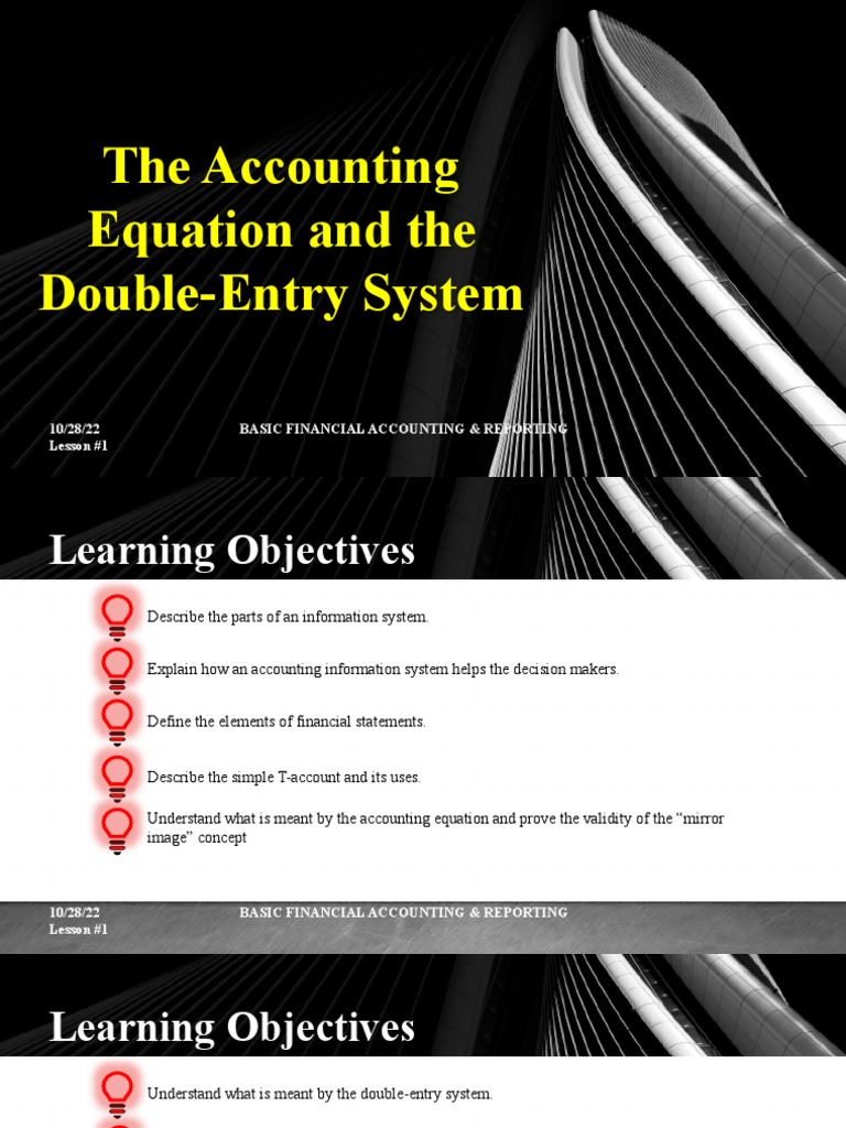 Lesson 1 The Accounting Equation and The Double-Entry System | Download Free PDF | Debits And ...